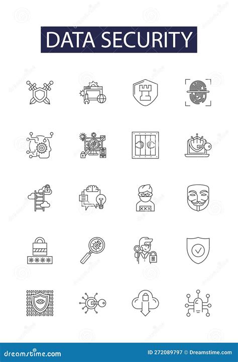 Data Security Line Vector Icons And Signs Security Encryption