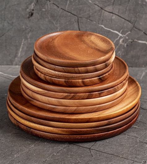 Wood Plate Set Of 4 Wooden Dinner Set Wood Serving Tray Wood