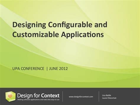 Designing Configurable And Customizable Applications
