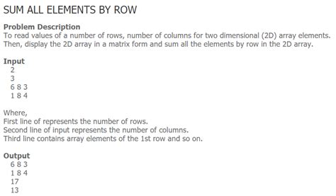 Solved Sum All Elements By Row Problem Description To Read
