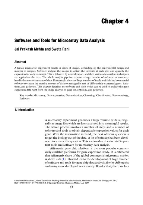 Pdf Software And Tools For Microarray Data Analysis