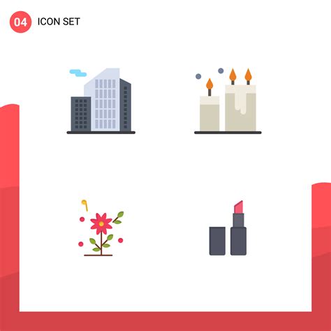 4 User Interface Flat Icon Pack Of Modern Signs And Symbols Of Building Flower Office Cosmetics