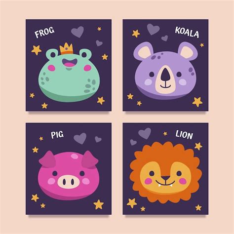 손으로 그린 어린이 카드 템플릿 무료 벡터