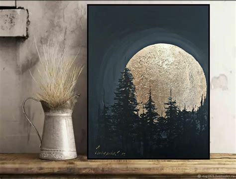 Картина Золотая луна в интернет магазине на Ярмарке Мастеров Картины Оренбург доставка по