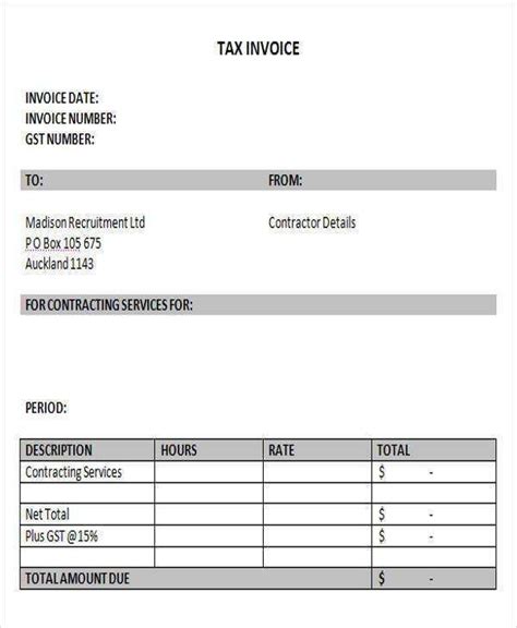 27 Free Printable Contractor Invoice Format In Gst For Free By