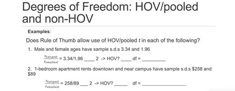 Solved Degrees Of Freedom Hovpooled And Non Hov Examples Does Rule