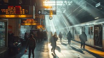 Free Sunlit Subway Station Image Subway Station Commuters