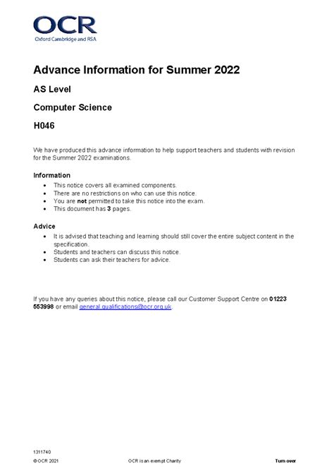 H046 As Level Computer Science Advance Information Jun2022 1311740