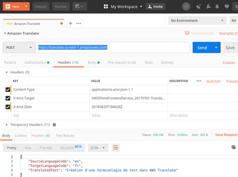 How To Use Aws Translate Translatetext Api Via Postman Stack Overflow