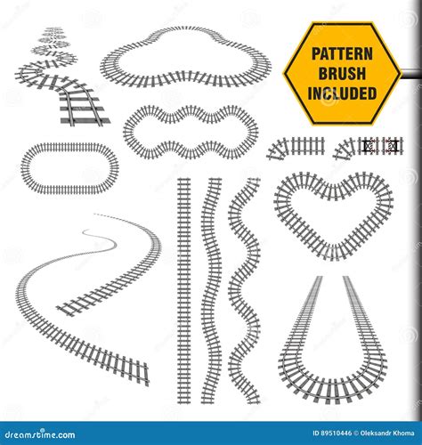 Railroad Elements Curved Straight And Wavy Rail Tracks Railway Rails