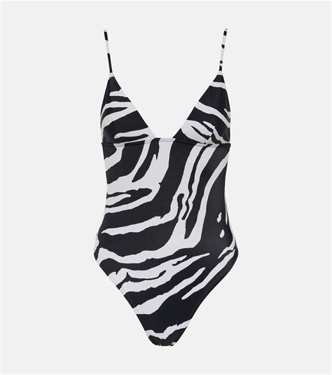 Zebra Print High Leg Swimsuit In Multicoloured Stella Mc Cartney Mytheresa