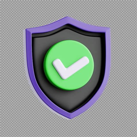 Premium Psd 3d Illustration Of A Cyber Security Check Shield With Green Tick Sign In