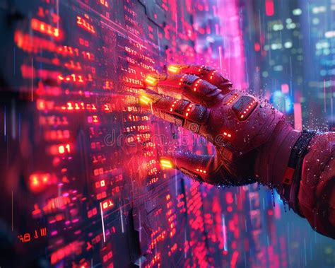 Hackers Hands Illuminated By Code On A Screen Stock Photo Image Of
