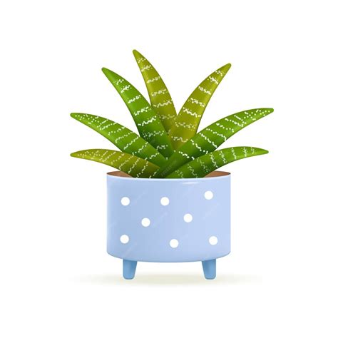 냄비 3d 벡터 삽화에 있는 알로에 베라 식물 흰색 배경에 격리된 만화 스타일의 실내 정원 화분에 심은 선인장이나 집 장식을 위한 즙이 많은 식물입니다 식물 자연 홈