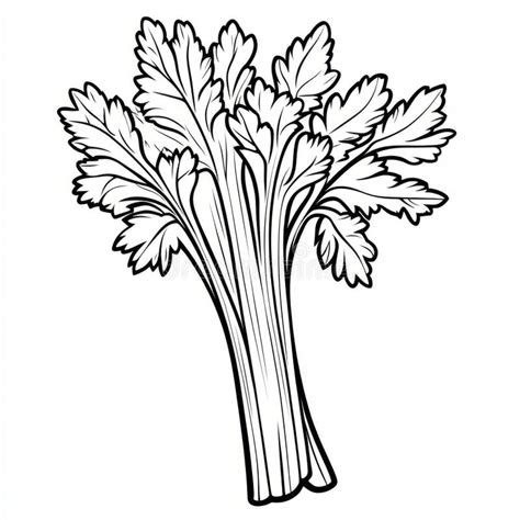 Black And White Illustration Of Celery Outline Stock Illustration