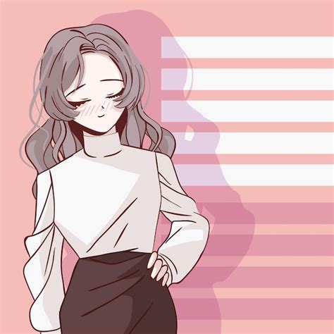 애니메이션 여자 캐릭터 프리미엄 벡터
