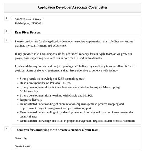 Application Developer Associate Cover Letter Velvet Jobs