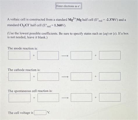 Solved Enter Electrons As E Use Smallest Possible Integer