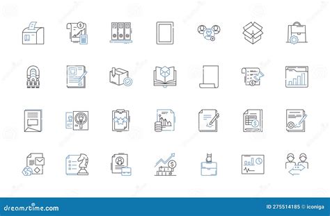 Bureaucratic Paperwork Line Icons Collection Red Tape Forms Procedures Regulations