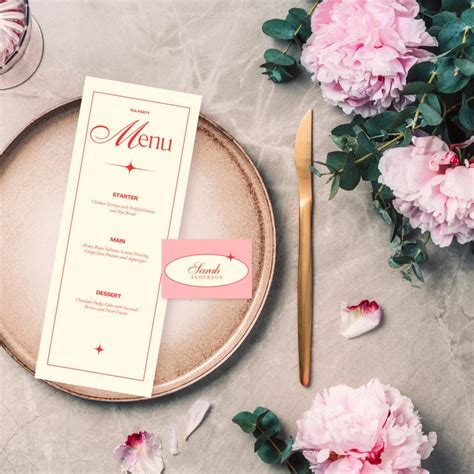 Editable Vintage Tea Party Menu Template Editable Invitation Retro