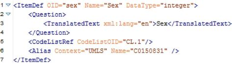 An Exemplary Item Definition For The Item Sex In Odm Format Download Scientific Diagram