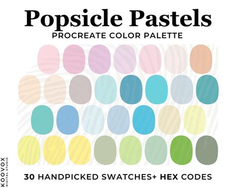 Light Pastel Procreate Color Palette Hex Codes Candy Color Swatches Pastel Procreate Palette
