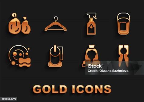 화장지 롤 걸레가 있는 양동이 옷핀 청소부 서비스 설거지 스프레이 병 쓰레기 봉투 및 옷걸이 옷장 아이콘 설정 벡터 0명에 대한 스톡 벡터 아트 및 기타 이미지 Istock