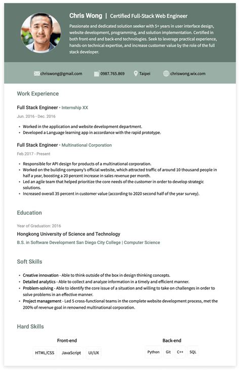Full Stack Developer Resume Writing Guide With Examples Cakeresume