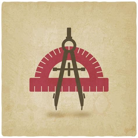 Premium Vector Compass And Protractor Symbol Old Background