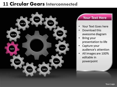 11 Circular Gears Interconnected Powerpoint Slides And Ppt Templates Db