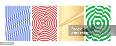 선이 있는 벡터 패턴 집합입니다 Abstract Geometric Backgrounds With Optical Illusion 포스터와 배너를 위한 물결 모양의 아트 디자인