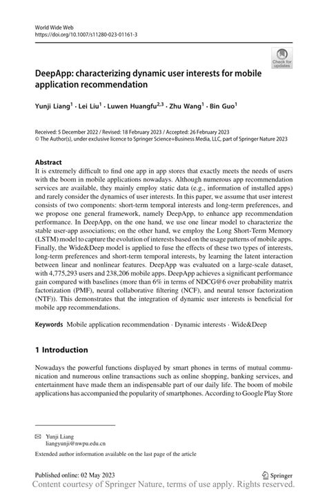 Deepapp Characterizing Dynamic User Interests For Mobile Application Recommendation