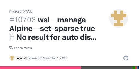 Wsl Manage Alpine Set Sparse True No Result For Auto Disk Space