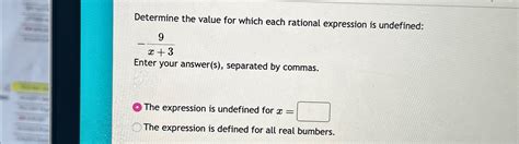Solved Determine The Value For Which Each Rational