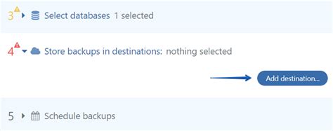 how to setup failover backup storage choose backup destination