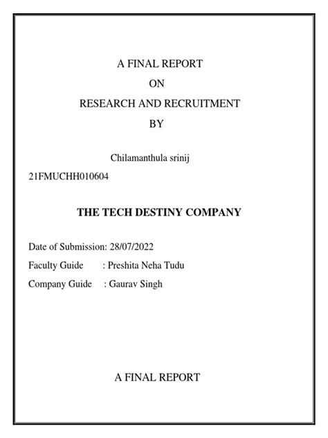 Internship Final Report Srinij Pdf Recruitment Human Resource Management