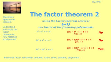 Factor Theorem 2 Fully Factorising Polynomials Teaching Resources