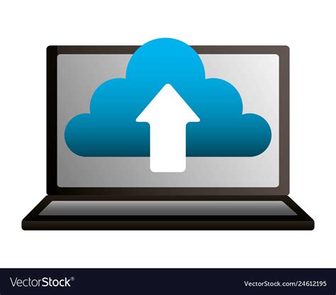Laptop Cloud Computing Upload Data Royalty Free Vector Image