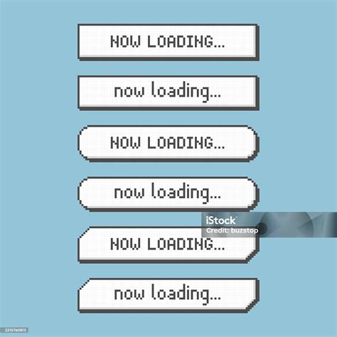 Collection Set Of Retro Game 8bit Pixel Art Loading Process Progress Counter Bar Computer