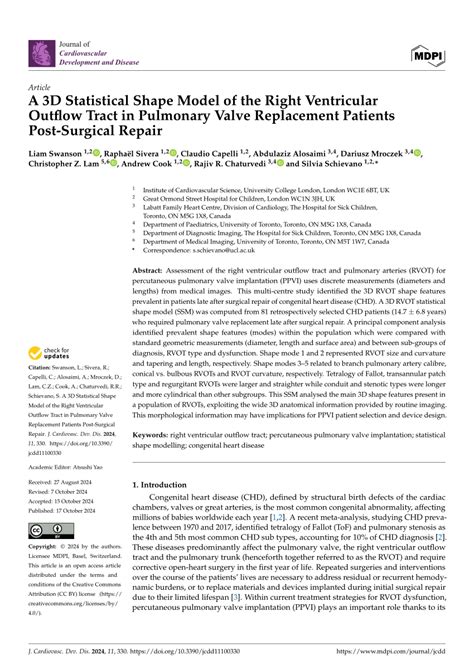 Pdf A 3d Statistical Shape Model Of The Right Ventricular Outflow