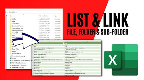 How To List File Names In A Folder And Subfolder And Link In Excel Youtube