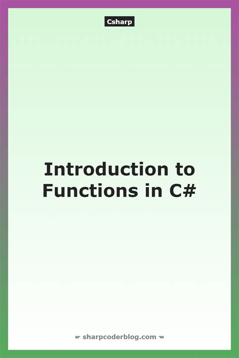 Introduction To Functions In C Function Introduction The Unit