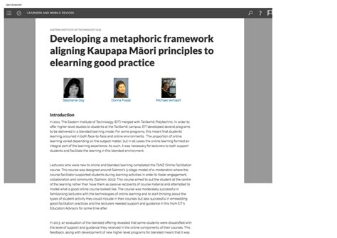 Pdf Developing A Metaphoric Framework Aligning Kaupapa Māori Principles To Elearning Good Practice