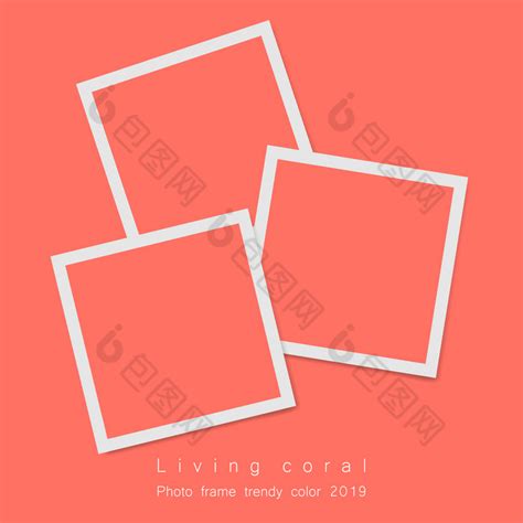 生活珊瑚颜色的一年向量背景宝丽来风格模仿图片 包图网
