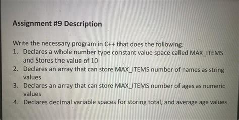 Solved Assignment 9 Description Write The Necessary