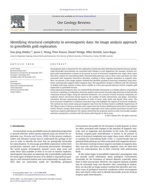 Pdf Identifying Structural Complexity In Aeromagnetic Data An Image Analysis Approach To