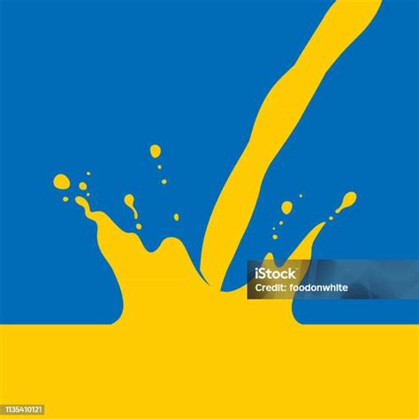 오렌지 주스 스플래시 부 어 파란색 배경에 간단한 평면 그래픽 벡터 일러스트 레이 션 따르기에 대한 스톡 벡터 아트 및 기타