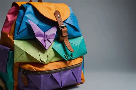 Backpack With Origami Paper Premium Ai Generated Image
