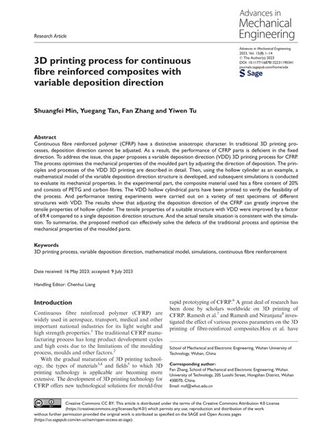 Pdf 3d Printing Process For Continuous Fibre Reinforced Composites With Variable Deposition