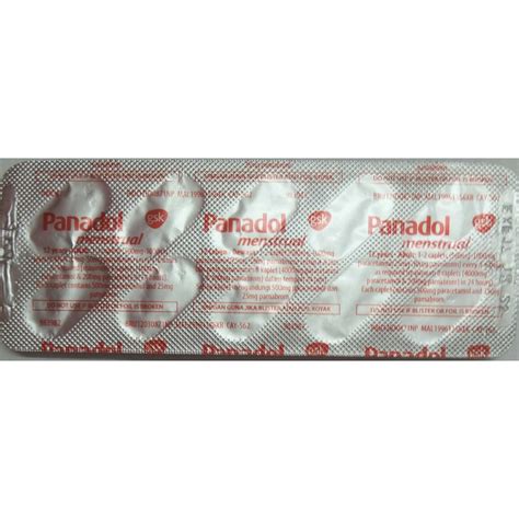 Panadol Menstrual Paracetamol 500mg And Pamabrom 25mg Shopee Malaysia